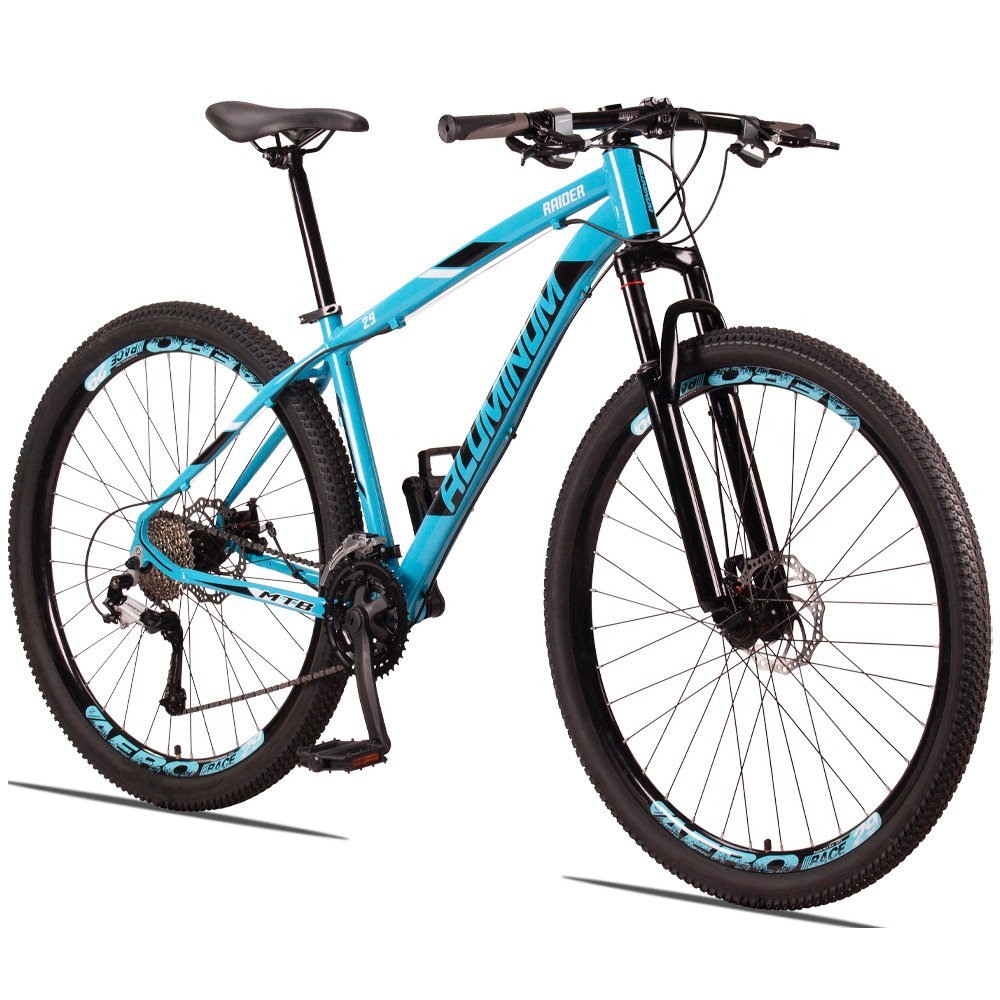 Bicicleta Aro 29 Raider Aluminum 27v Freio a Disco Azul e Preto Tam: 15 ...