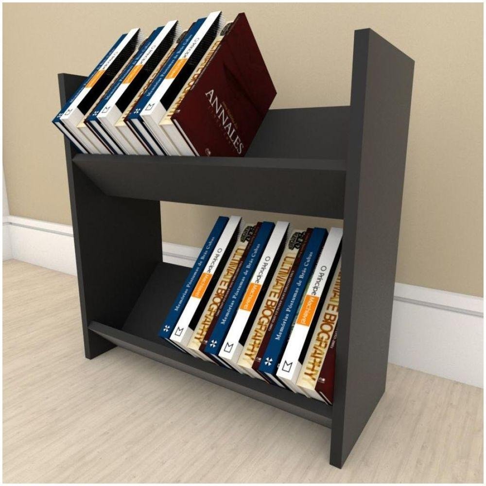 Prateleira Para Livros Duplo Em Mdf Preto | MadeiraMadeira
