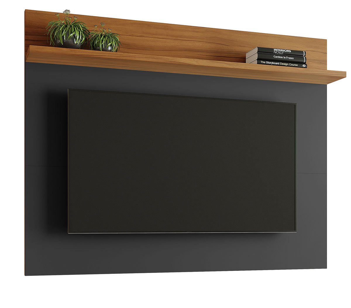 Rack NT 1180 com Painel NT 1185 Preto com Freijó - Notável | MadeiraMadeira