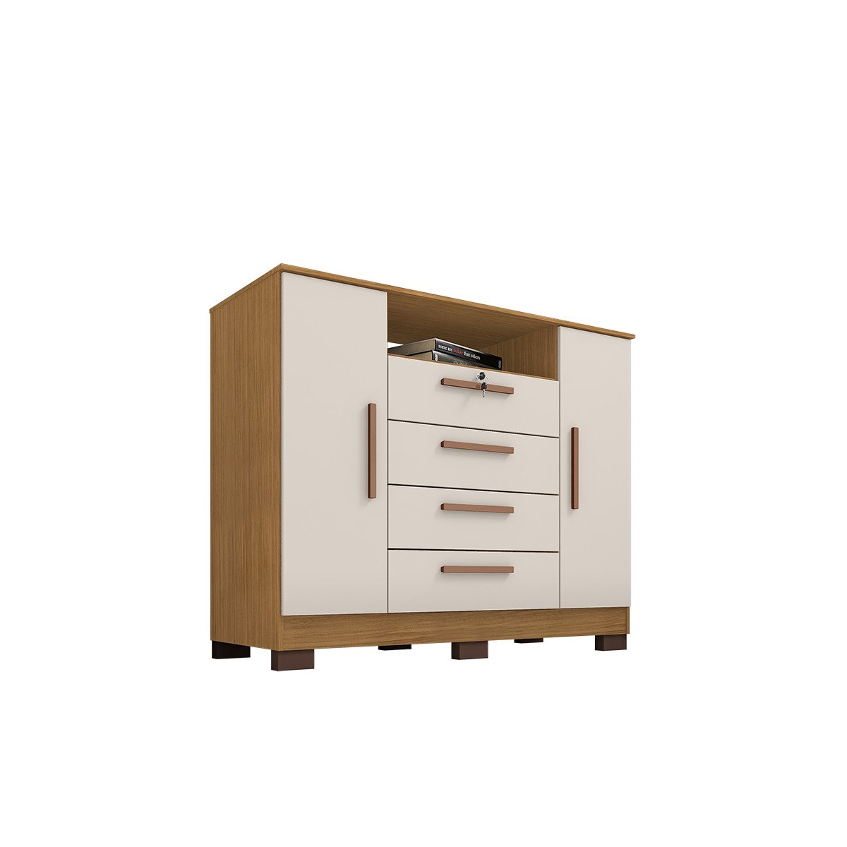 Cômoda Rack 4 Gavetas Madrid Ii - Cedro/Champanhe Facilite House ...