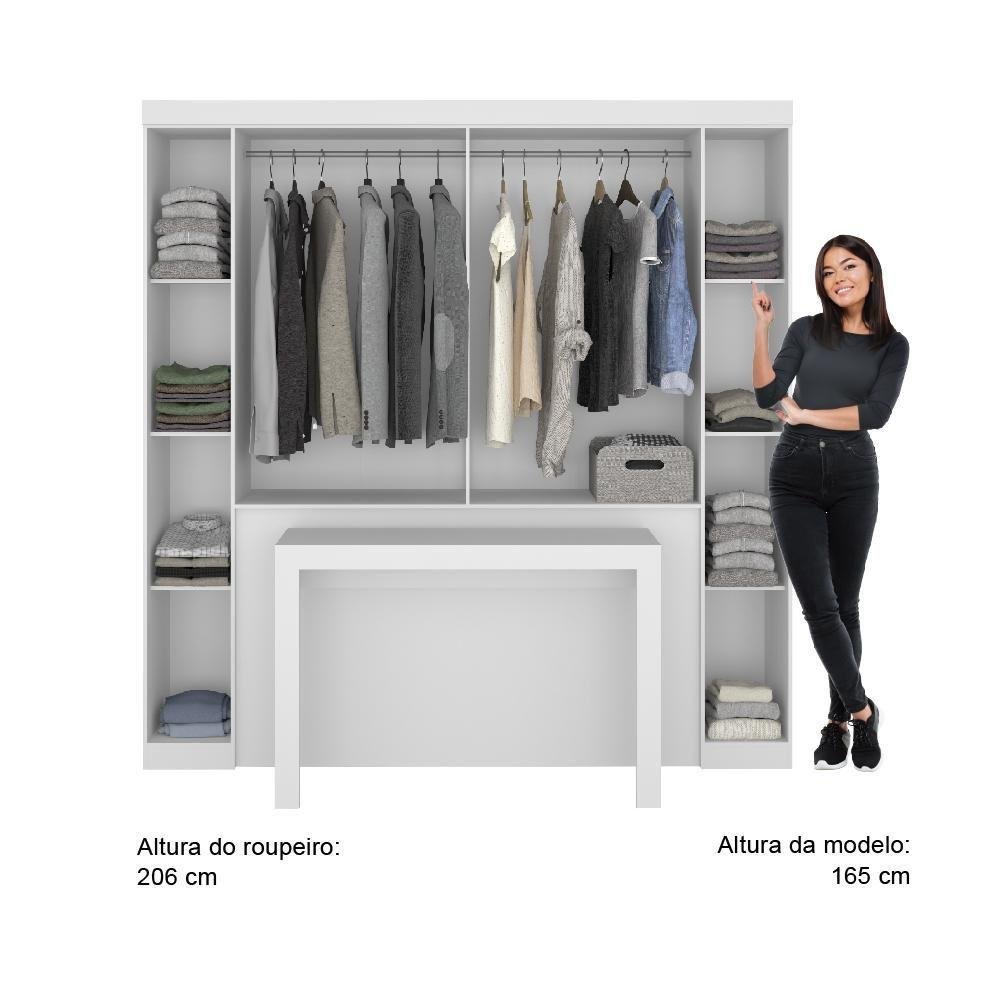 Guarda Roupa Casal 6 Portas Com Escrivaninha Vega Branco | MadeiraMadeira