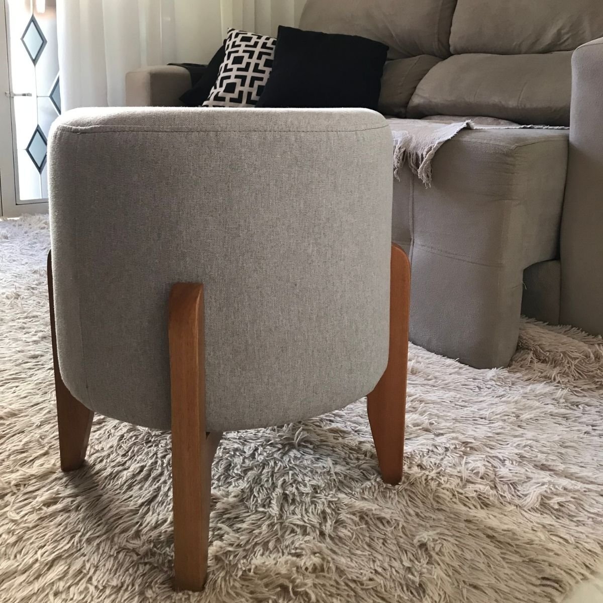 Puff redondo pufe sala madeira maciça thor banqueta luxo: Puff Sala ...