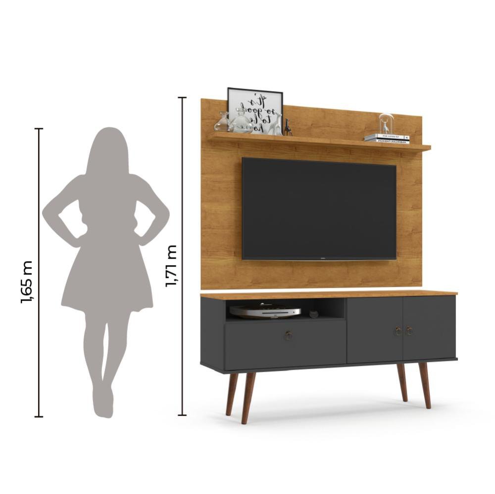 Rack com Painel para TV Retrô de até 32 Polegadas Yan Cinamomo / Grafite Patrimar | MadeiraMadeira