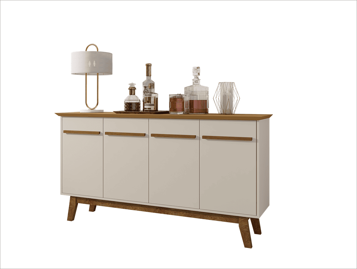 Aparador Buffer Opala Mdf 4 Portas Cinamomo Off White Bechara ...