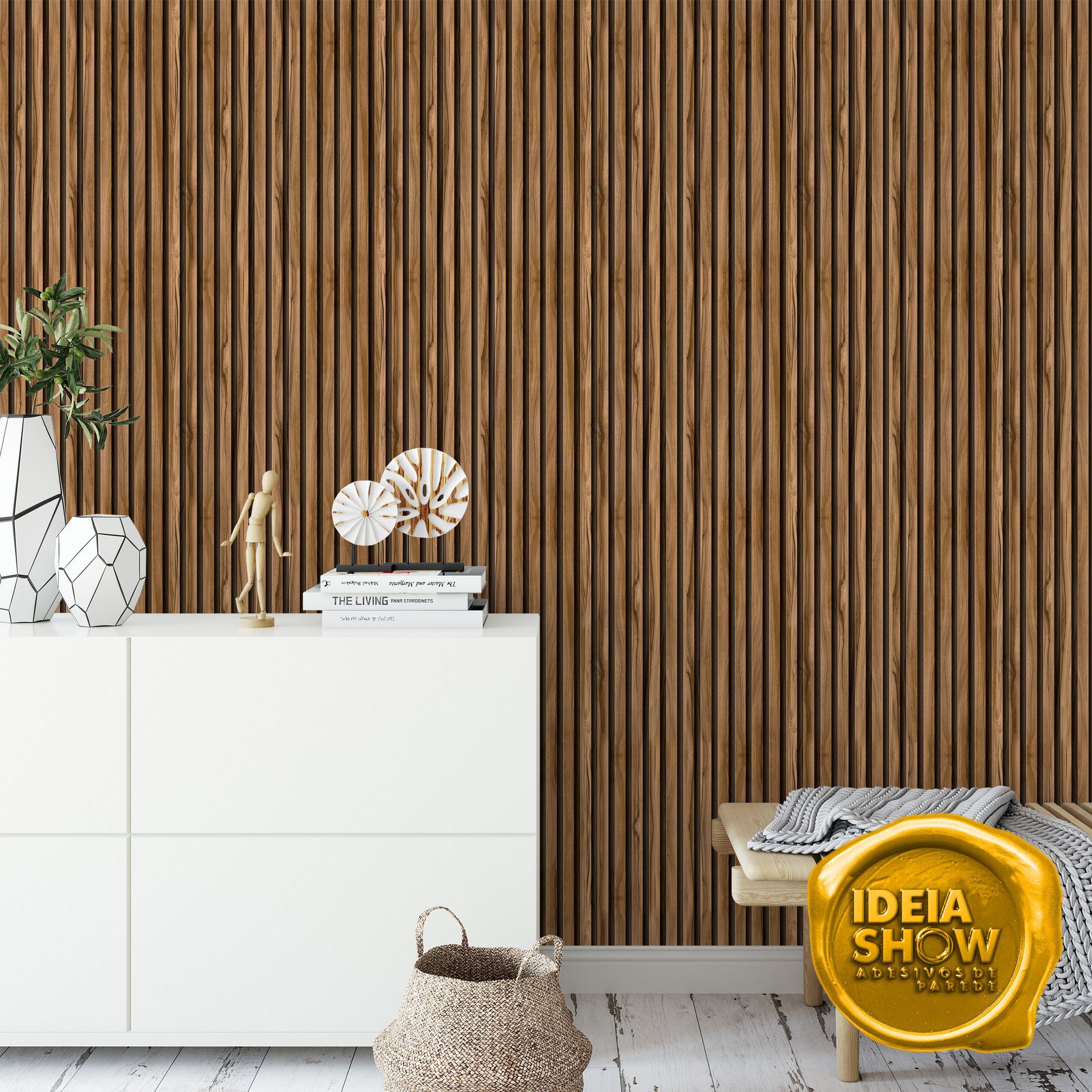 Adesivo De Parede Decorativo Ripado Madeira Clara Lavável 3M ...