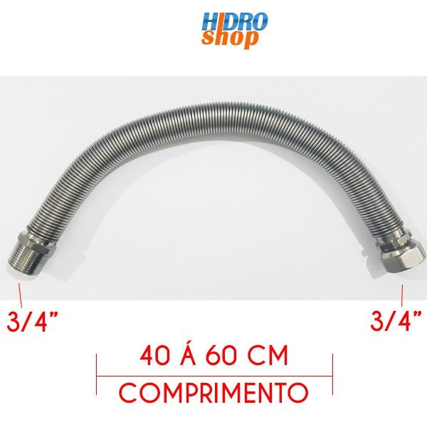 Flexível Aço Inox 3/4" MxF 400 a 600 Mm Alta Vazão - FAE3440MF1 ...