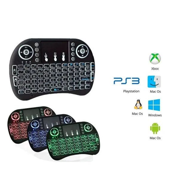 Mini Teclado Bluetooth para Smart Tv Pc Gamer Muda De Cor Led ...