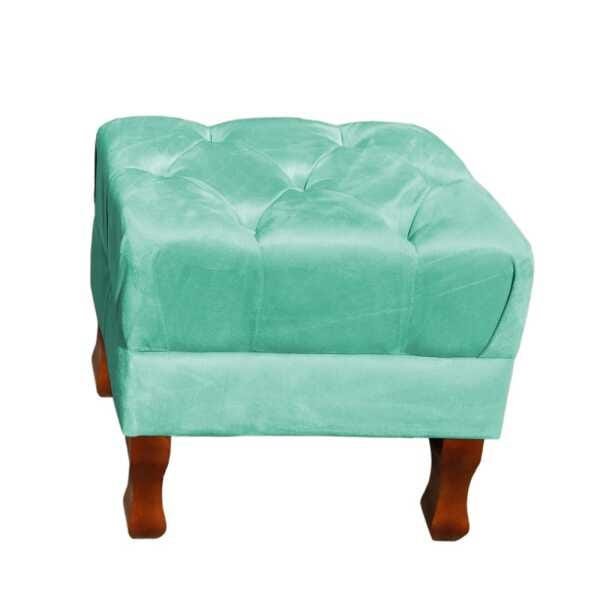 Puff Retro Suede Azul Tiffany - Fina Mobília | MadeiraMadeira