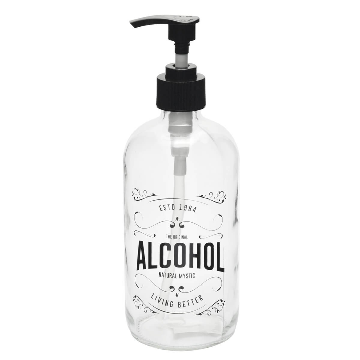 Dispenser Alcool Âmbar Minimalista Alcohol 490ml:TRANSPARENTE ...