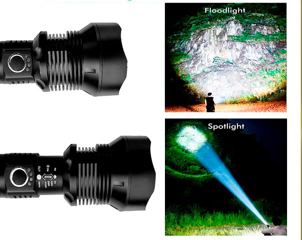Lanterna Tatica Profissional 980000w Led Cree Zoom Recarregável | MadeiraMadeira