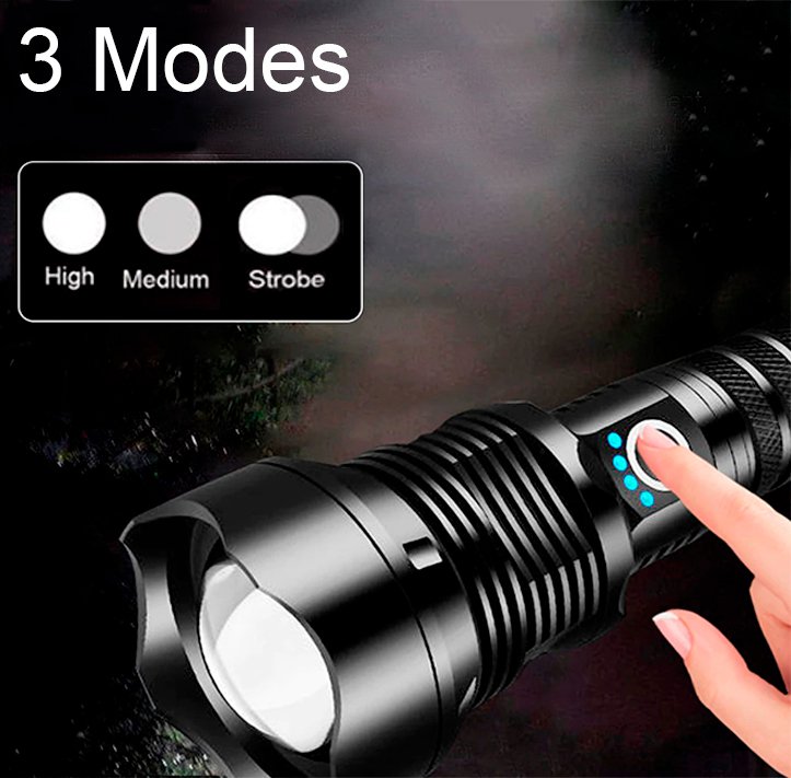 Lanterna Tatica Profissional 980000w Led Cree Zoom Recarregável | MadeiraMadeira