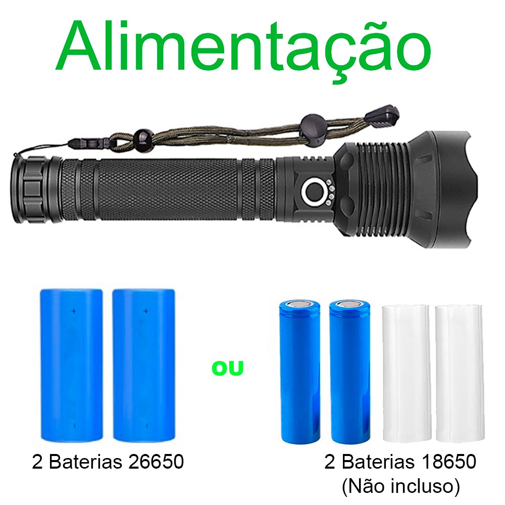 Lanterna Tatica Profissional 980000w Led Cree Zoom Recarregável | MadeiraMadeira