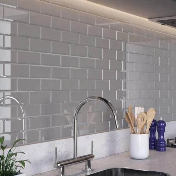 Azulejos Metrô Tijolinho Cole Parede 55 Peças (0.5M²) Cinza ...