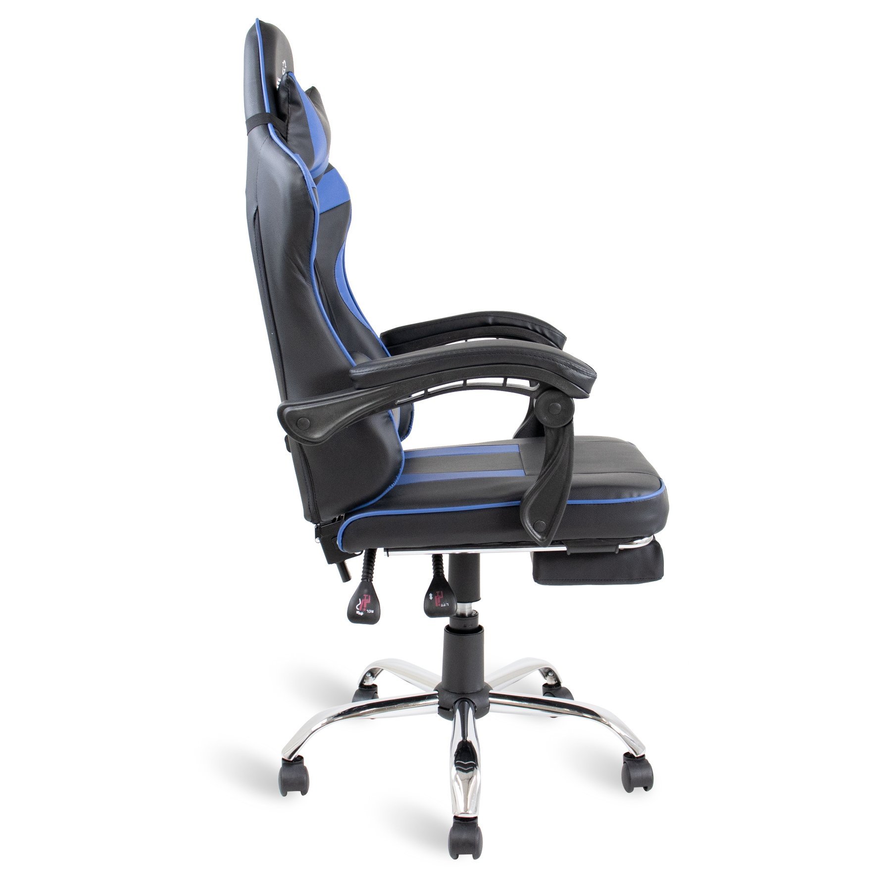 Cadeira Gamer Azul e Preto Healer Level Reclinável Giratória com Apoio ...