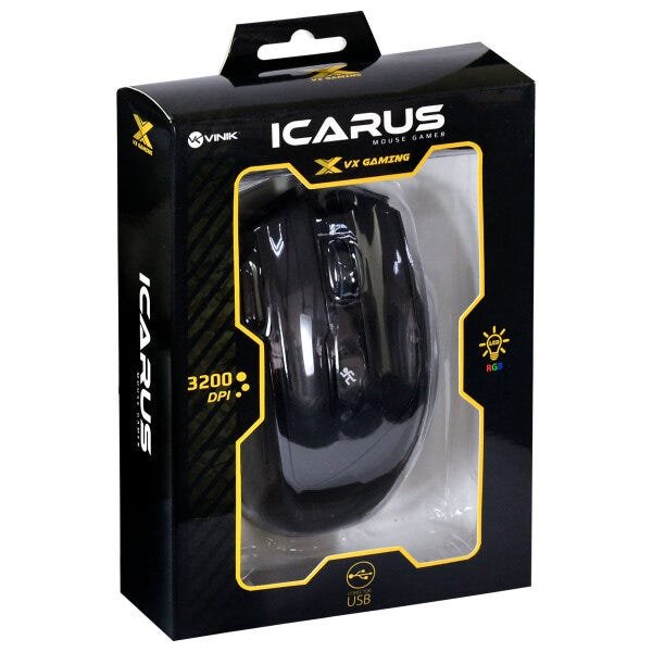 MOUSE GAMER VX GAMING ICARUS 3200 DPI COM AJUSTE DE PESO | MadeiraMadeira