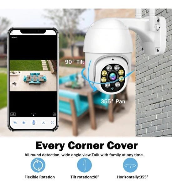 Câmera IP Ipc360 Prova D'Água Infravermelho Externa Wifi HD ...