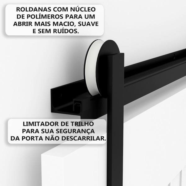 Kit Porta de Correr Celeiro Rústico -1,5 Metros 50 Kg - Alta Qualidade ...