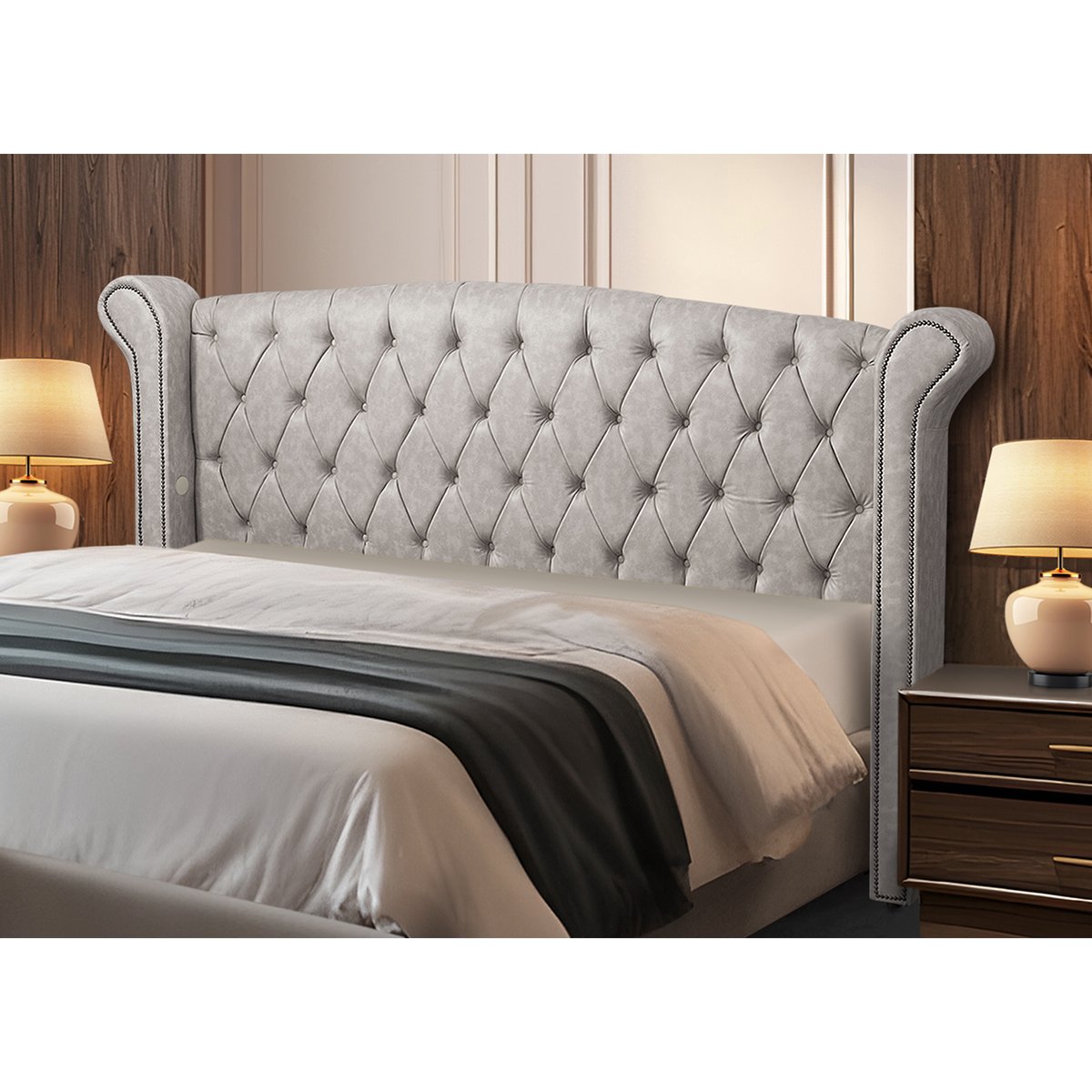 Cabeceira de Cama Box Couro Sintético Luxo Casal Grécia:1829 ...