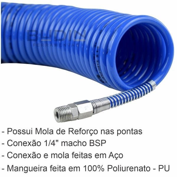 Mangueira Espiralada PU 5 mts com Kit Engate Rápido 5 Peças ...