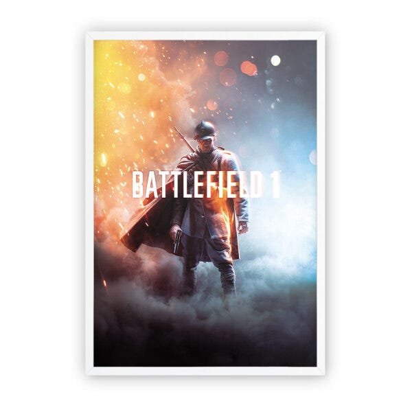 Quadro Decorativo A2 Battlefield 1 BF Poster Game Moldura Branca ...