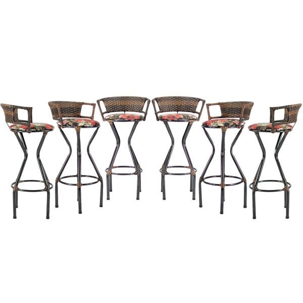 6 Banquetas assento estofado Charme para área gourmet, balcão, bancada ...