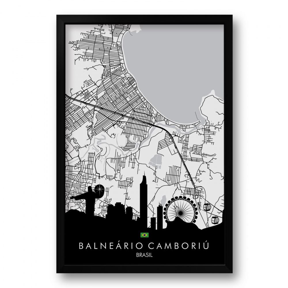 Quadro Mapa Urbano Cidade de Balneário Camboriú – 40x60cm | MadeiraMadeira