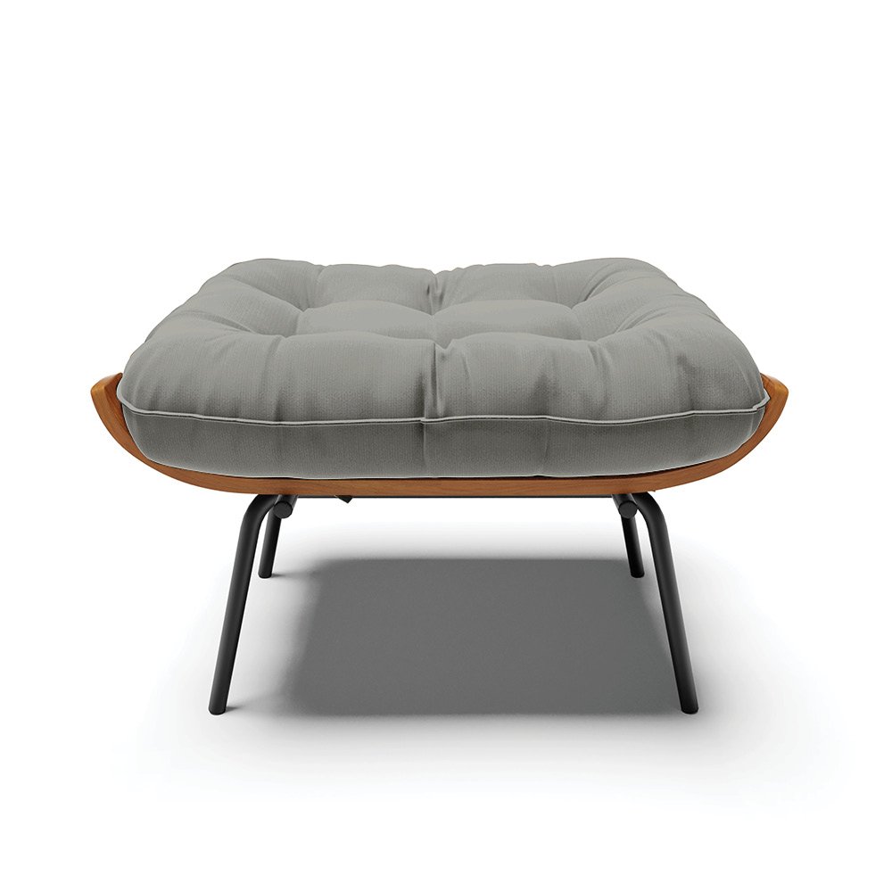 Puff Costela Suede Grafite Base Metal | MadeiraMadeira