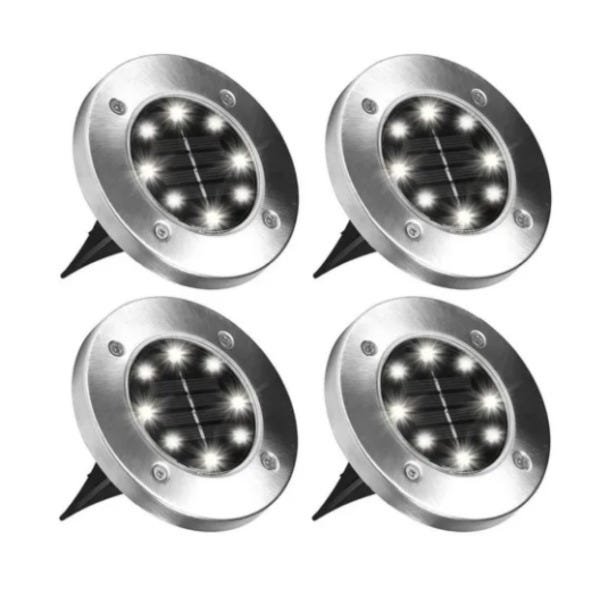 Luminária Solar Spot Jardins Passadiço Escadas Grama 8 Led 4 un ...
