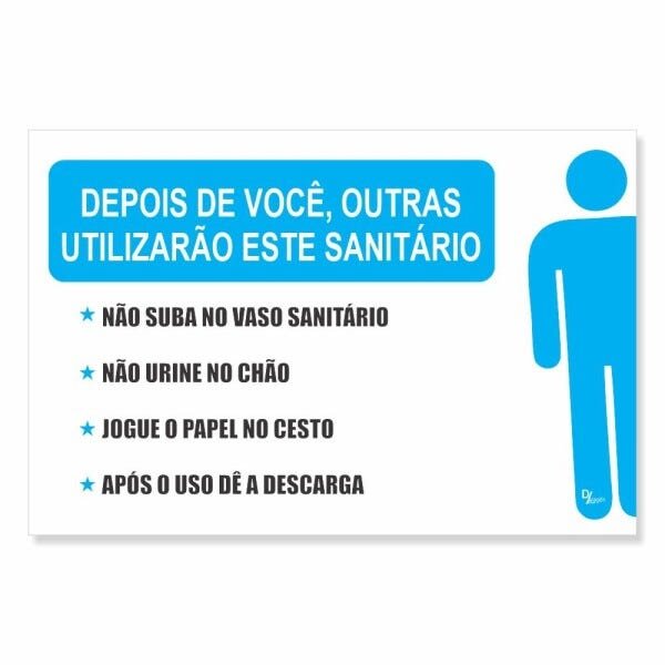 Kit 2 Placa PVC Aviso de Banheiro Limpo - 30x50cm | MadeiraMadeira