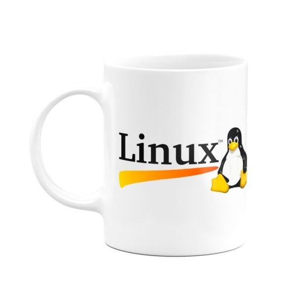 Caneca - Tux Linux branca | MadeiraMadeira