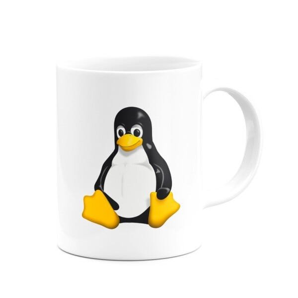 Caneca - Tux Linux branca | MadeiraMadeira