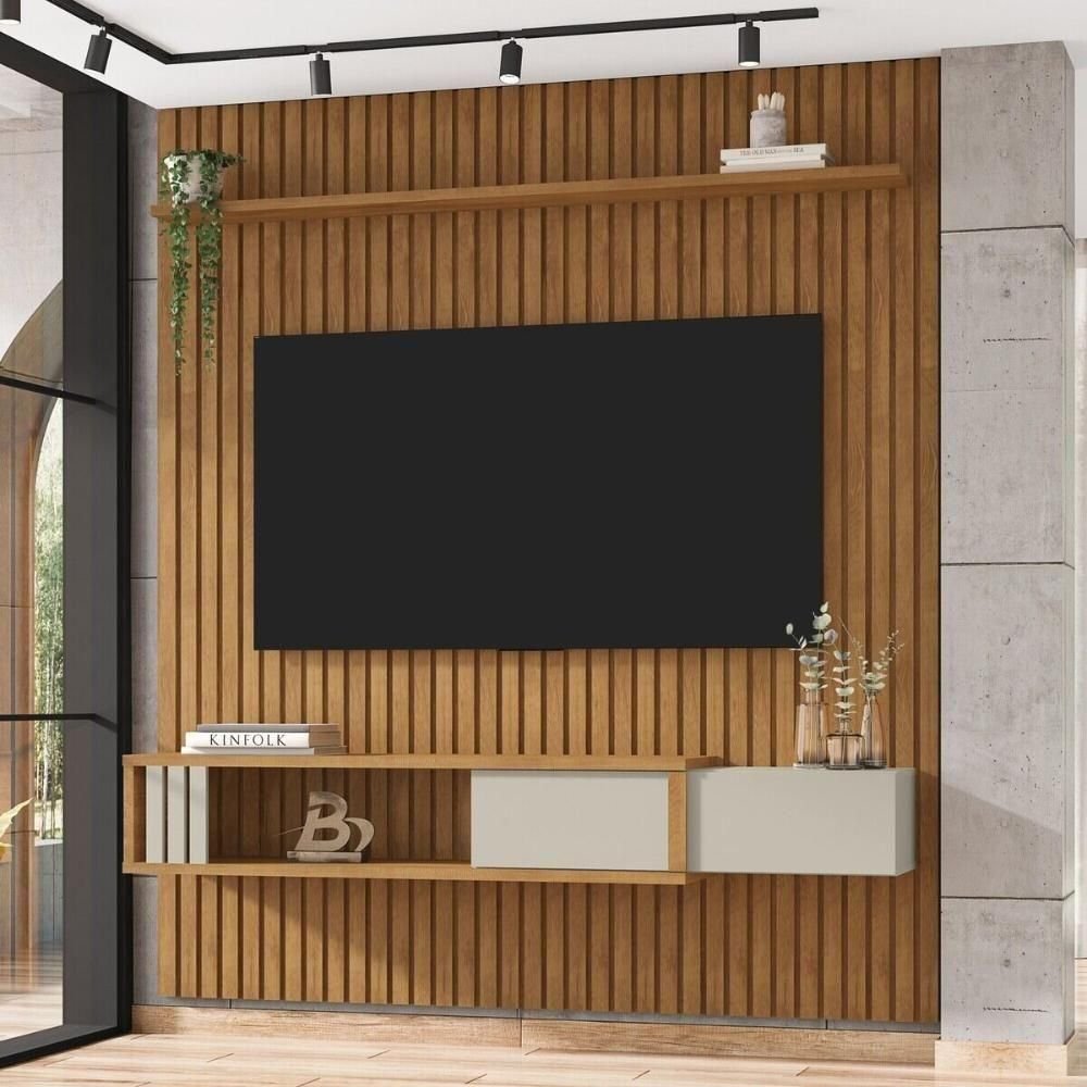 Painel para Tv até 75 Polegadas Ripado com 1 Gaveta e Nicho Multimóveis ...