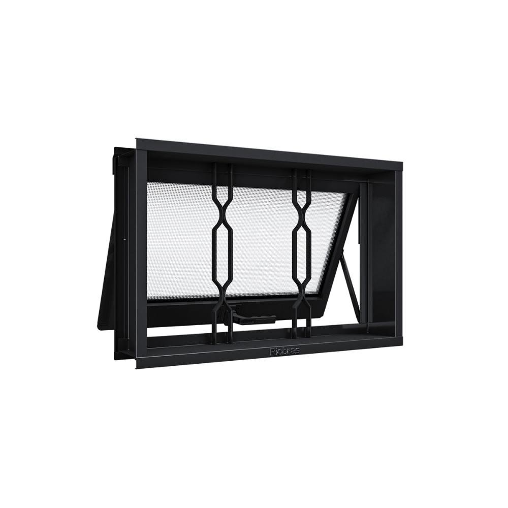 Janela Basculante Máximo-Ar 40x60 Com Grade Mosaico Riobras Preta ...