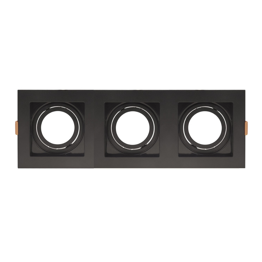 Spot de Embutir Quadrado Recuado Triplo Par 20 Direcionável Preto | MadeiraMadeira