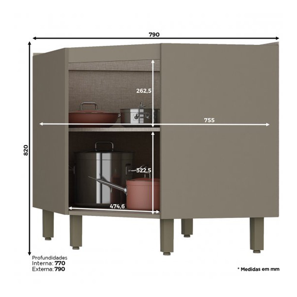 Cozinha Completa Modulada 10 Peças com Tampo MDF Connect 29 Duna ...
