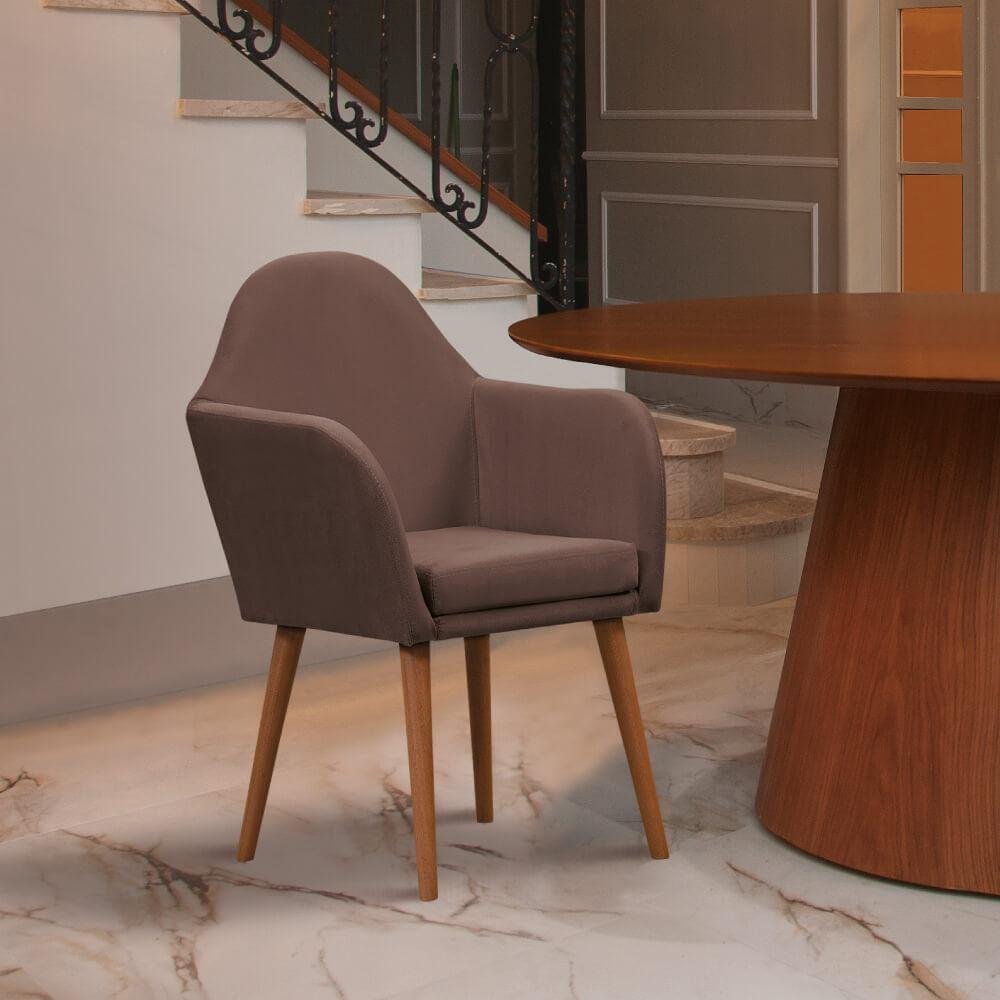 Poltrona Lucca com Tecido Poliéster - Marrom | MadeiraMadeira