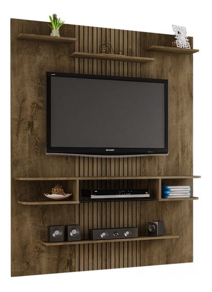 Painel Sigma para TV até 55 Polegadas Madeira Rústica e Ripado ...