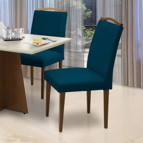 Kit 2 Cadeiras Decorativa Lorena Veludo Azul Marinho | MadeiraMadeira