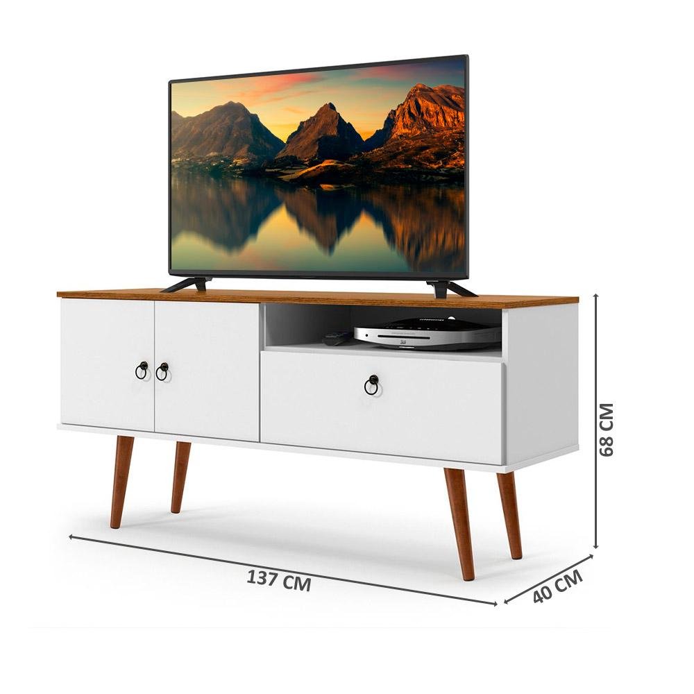 Rack Pé Palito Topázio Branco Acetinado Cumaru Patrimar | MadeiraMadeira