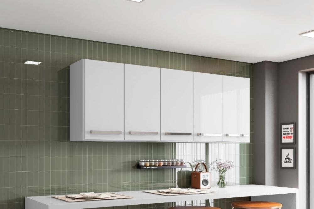 Armario Suspenso para Cozinha 5 Portas Branco Santorini Bela Casa ...
