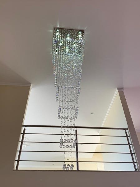 Lustre Para Pé direito Alto Base 80x80cm em inox de sobrepor espelhada ...