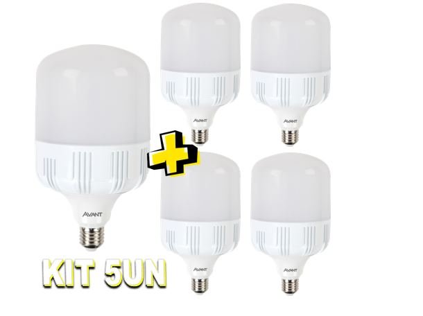 Kit 5 Lâmpada Bulbo 40w Branco Frio E40 Bivolt Avant Bulbo Led 40W | MadeiraMadeira