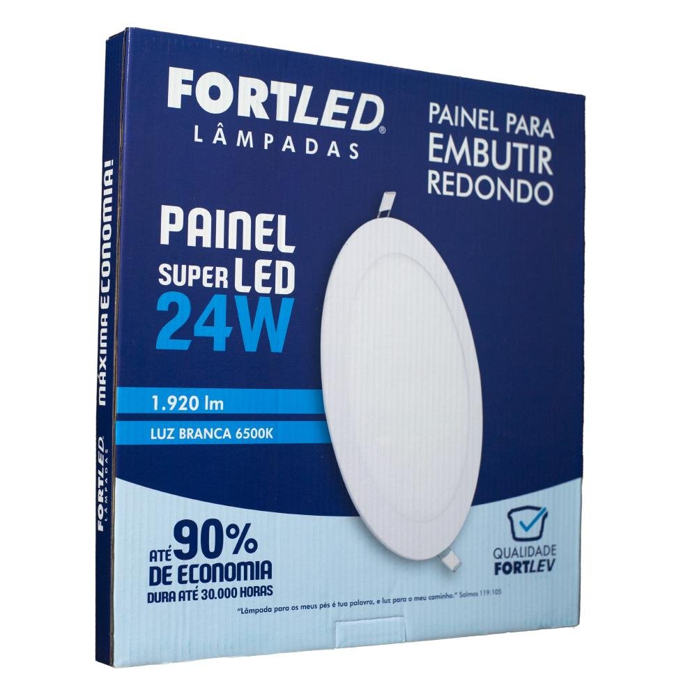 Painel Led 24W Redondo Branco Frio Sobrepor Fortled | MadeiraMadeira