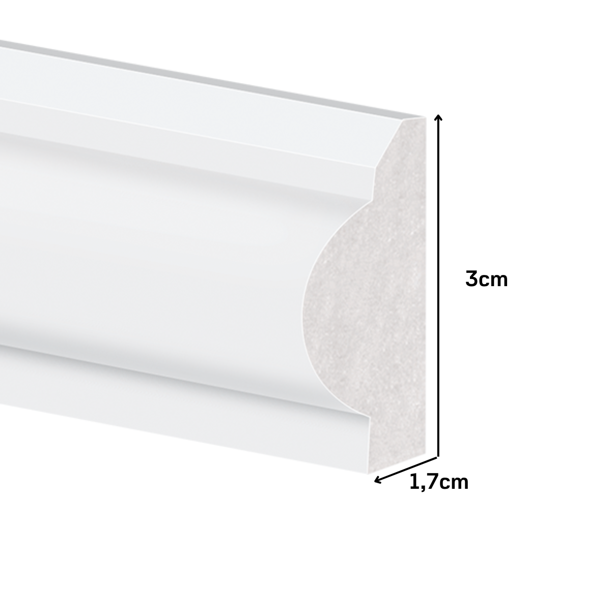 Rodameio 3cm Poliestireno 2 Metros Rodapeshop | MadeiraMadeira