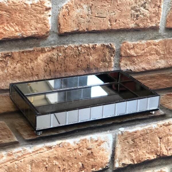 Bandeja Decorativa de Vidro Espelhada Retangular - P - Cobre ...