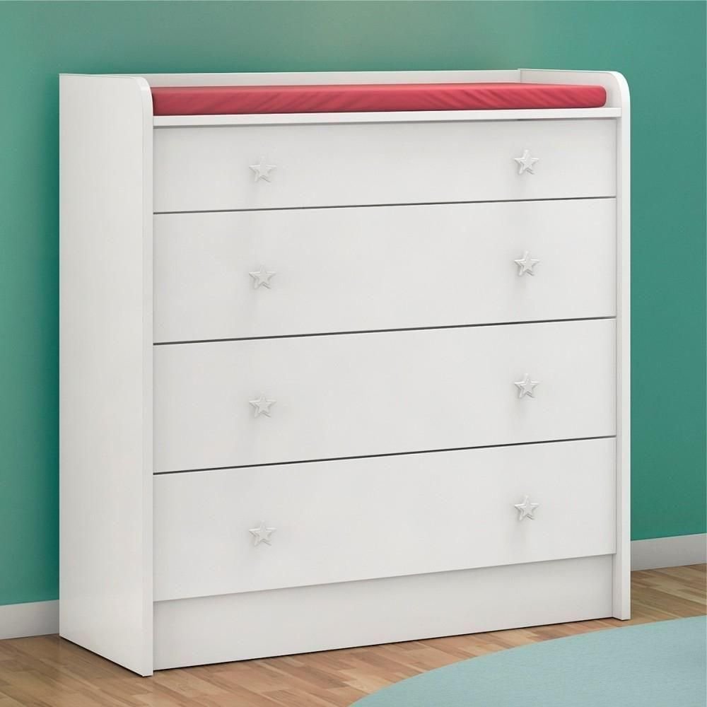 Cômoda Infantil Bianca 4 Gavetas com Trocador Mdp Branco Qmovi ...