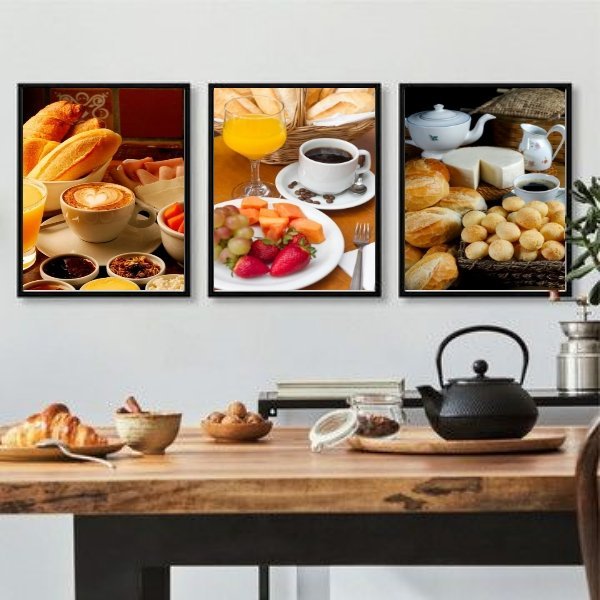 Kit 3 Quadros Decorativos Fotografias de Café da manhã 45x34cm - com ...