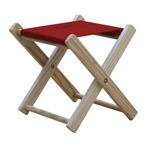 Banqueta Pescador Madeira Maciça Natural com Tecido Vermelho ...