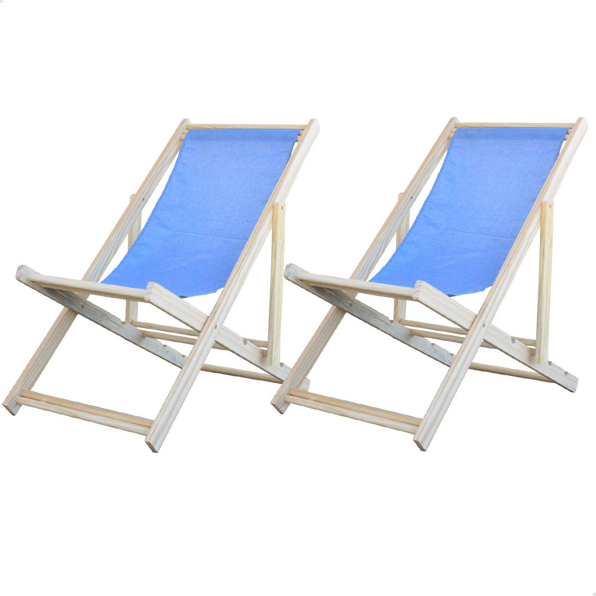 Kit 2 Espreguiçadeiras Preguiçosa Dobrável sem Braço Natural em Madeira ...