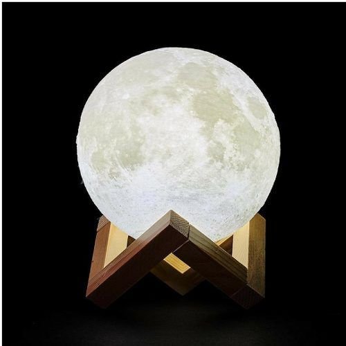 Luminária Lua Cheia Led Rgb Colorida 3d 15cm Abajur de Mesa Usb ...